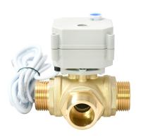 China Etrany 3 Way 3 Position 1'' Male Thread Brass Electric Ball Valve Water Fluid Control High Temp DC9V-24V IP67 Protection 650 psi for sale