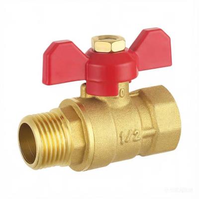 China CW617N Brass Mini Ball Valve BSP Male Female Thread Red Butterfly Handle for Water Gas Heating Pipeline for sale