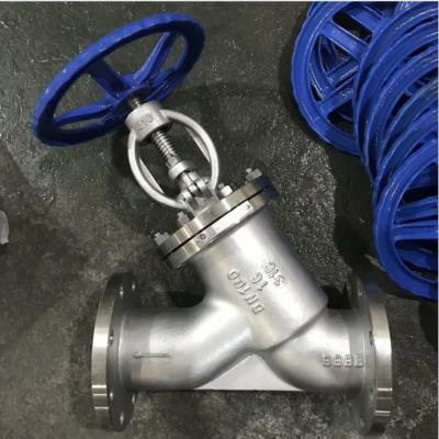 China Y-Pattern Globe Valve OS&Y Outside Screw Flanged End Stainless Steel CF8 CF3M WCB High Temp Globe Valve for Steam Pipeline for sale