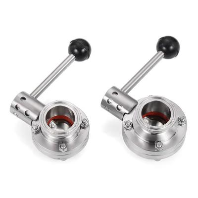 China Dairy Drinks 1 1.5 2 3 4 6 Inch Food Grade 304 316 Sanitary Stainless Steel Tri Clover Clamp Manual Butterfly Valve for Water for sale