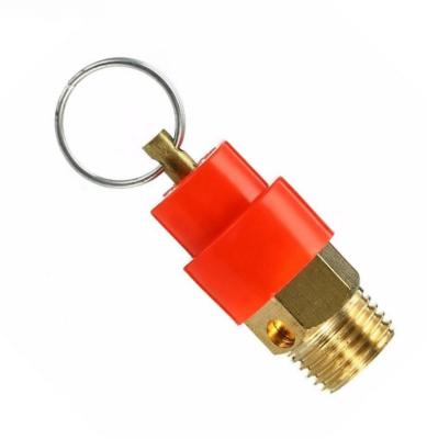 China Brass Safety Pressure Relief Valve with Pull Ring, Thread Air Compressor Safety Valve for Air Tank Water Gas Pressure Protection for sale