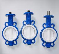 China Spheroidal Graphite Cast Iron Acid-resistant Handle Manual butterfly Valves , GB, ANSI, JIS, PTFE Inner Lining Valve Plate, for sale