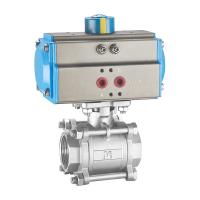 China 3 Piece Female Thread Pneumatic Ball Valve Stainless Steel Ball Valve NPT BSP Thread Valve for Water Gas Oil Pipeline for sale