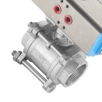 China 3 Piece Female Thread Pneumatic Ball Valve Stainless Steel Ball Valve NPT BSP Thread Valve for Water Gas Oil Pipeline for sale