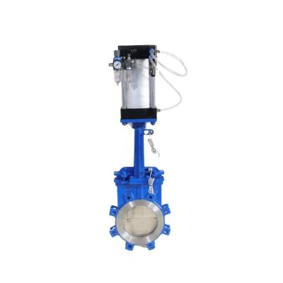 China Pneumatic Wafer Knife Gate Valve Ductile Iron Body SS304 Knife Plate With Solenoid Valve for Slurry Sewage Powder Pipeline for sale