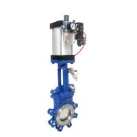 China Pneumatic Wafer Knife Gate Valve Ductile Iron Body SS304 Knife Plate With Solenoid Valve for Slurry Sewage Powder Pipeline for sale
