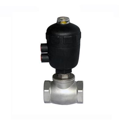 China 304 Stainless Steel T Type Pneumatic Angle Seat Valve DN15-DN65 PN16 180℃ Thread Air Operated Cut Off Valve for Steam Dryer for sale