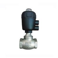 China 304 Stainless Steel T Type Pneumatic Angle Seat Valve DN15-DN65 PN16 180℃ Thread Air Operated Cut Off Valve for Steam Dryer for sale