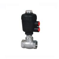 China 304 Stainless Steel T Type Pneumatic Angle Seat Valve DN15-DN65 PN16 180℃ Thread Air Operated Cut Off Valve for Steam Dryer for sale
