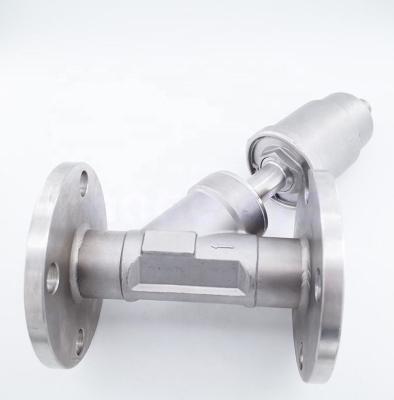 China Flange Type Pneumatic Angle Seat Valve 304 Stainless Steel High Temperature Steam Control Valve for sale