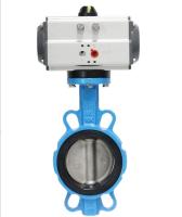 China Wafer Type Pneumatic Butterfly Valve DN50-DN400 EPDM Soft Seal Ductile Iron Automatic Water Treatment Butterfly Valve for sale