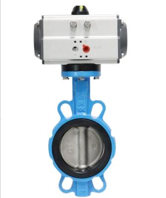 China Wafer Type Pneumatic Butterfly Valve DN50-DN400 EPDM Soft Seal Ductile Iron Automatic Water Treatment Butterfly Valve for sale