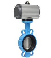 China Wafer Type Pneumatic Butterfly Valve DN50-DN400 EPDM Soft Seal Ductile Iron Automatic Water Treatment Butterfly Valve for sale