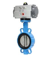 China Wafer Type Pneumatic Butterfly Valve DN50-DN400 EPDM Soft Seal Ductile Iron Automatic Water Treatment Butterfly Valve for sale