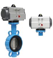 China Wafer Type Pneumatic Butterfly Valve DN50-DN400 EPDM Soft Seal Ductile Iron Automatic Water Treatment Butterfly Valve for sale