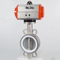 China Stainless Steel Wafer Pneumatic Butterfly Valve PTFE Seat Anti-Corrosion High Temperature Butterfly Valve for sale