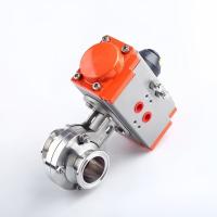 China Sanitary Tri Clamp Pneumatic Butterfly Valve 304 Stainless Steel Food Grade Air Operated Shut Off Valve for sale