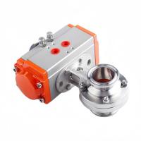 China Sanitary Tri Clamp Pneumatic Butterfly Valve 304 Stainless Steel Food Grade Air Operated Shut Off Valve for sale