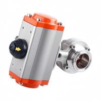 China Sanitary Tri Clamp Pneumatic Butterfly Valve 304 Stainless Steel Food Grade Air Operated Shut Off Valve for sale