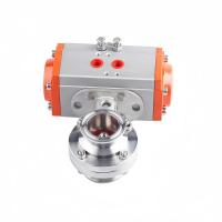 China Sanitary Tri Clamp Pneumatic Butterfly Valve 304 Stainless Steel Food Grade Air Operated Shut Off Valve for sale