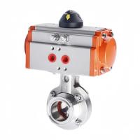 China Sanitary Tri Clamp Pneumatic Butterfly Valve 304 Stainless Steel Food Grade Air Operated Shut Off Valve for sale