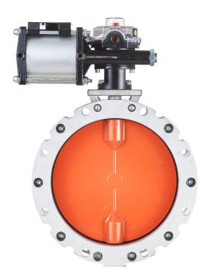 China Pneumatic Double Flange Powder Butterfly Valve Aluminum Alloy Dust Valve with Limit Switch for Cement Silo Conveying System for sale