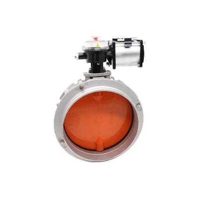 China Single Flange Pneumatic Powder Butterfly Valve Aluminum Alloy Dust Butterfly Valve with Limit Switch for Cement Silo Discharge for sale