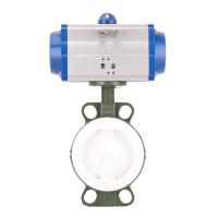China Chemical Anti-corrosion Pneumatic Fluorine Lined Butterfly Valve Wafer Connection Cast Steel Pneumatic Butterfly Valve for sale