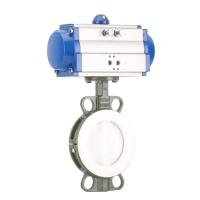 China Chemical Anti-corrosion Pneumatic Fluorine Lined Butterfly Valve Wafer Connection Cast Steel Pneumatic Butterfly Valve for sale