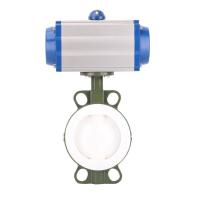 China Chemical Anti-corrosion Pneumatic Fluorine Lined Butterfly Valve Wafer Connection Cast Steel Pneumatic Butterfly Valve for sale