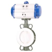China Chemical Anti-corrosion Pneumatic Fluorine Lined Butterfly Valve Wafer Connection Cast Steel Pneumatic Butterfly Valve for sale