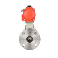 China Two Piece Flange Pneumatic Ball Valve SS316 CF8M PTFE Seal Explosion Proof Pneumatic Ball Valve Automatic Cut-off Valve for sale