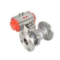 China Two Piece Flange Pneumatic Ball Valve SS316 CF8M PTFE Seal Explosion Proof Pneumatic Ball Valve Automatic Cut-off Valve for sale