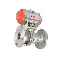 China Two Piece Flange Pneumatic Ball Valve SS316 CF8M PTFE Seal Explosion Proof Pneumatic Ball Valve Automatic Cut-off Valve for sale