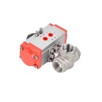 China Stainless Steel 3 Way Internal Thread Pneumatic Ball Valve Double/Single Acting Pneumatic Actuator Female Threaded Ball Valve for sale