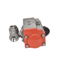 China Stainless Steel 3 Way Internal Thread Pneumatic Ball Valve Double/Single Acting Pneumatic Actuator Female Threaded Ball Valve for sale