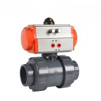 China UPVC Pneumatic Ball Valve Threaded Corrosion Resistant Pneumatic Actuated Plastic Ball Valve for Chemical Waste Water Treatment for sale