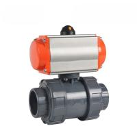 China UPVC Pneumatic Ball Valve Threaded Corrosion Resistant Pneumatic Actuated Plastic Ball Valve for Chemical Waste Water Treatment for sale