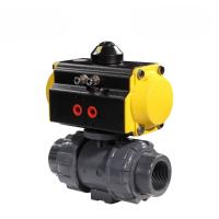 China UPVC Pneumatic Ball Valve Threaded Corrosion Resistant Pneumatic Actuated Plastic Ball Valve for Chemical Waste Water Treatment for sale