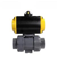 China UPVC Pneumatic Ball Valve Threaded Corrosion Resistant Pneumatic Actuated Plastic Ball Valve for Chemical Waste Water Treatment for sale