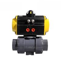 China UPVC Pneumatic Ball Valve Threaded Corrosion Resistant Pneumatic Actuated Plastic Ball Valve for Chemical Waste Water Treatment for sale