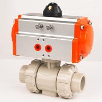China PPH Double Union Socket Pneumatic Ball Valve Corrosion Resistant Plastic Ball Valve for Chemical Sewage Pipeline for sale