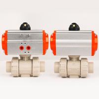 China PPH Double Union Socket Pneumatic Ball Valve Corrosion Resistant Plastic Ball Valve for Chemical Sewage Pipeline for sale