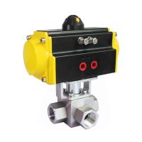 China Forged 3 Way Pneumatic Ball Valve High Pressure Stainless Steel NPT BSP Female Thread for Oil Gas Steam for sale