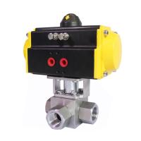 China Forged 3 Way Pneumatic Ball Valve High Pressure Stainless Steel NPT BSP Female Thread for Oil Gas Steam for sale