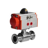 China Food Grade 2 Way Stainless Steel Sanitary Pneumatic Ball Valve Tri Clamp Quick Connection Sanitary Ball Valve for sale