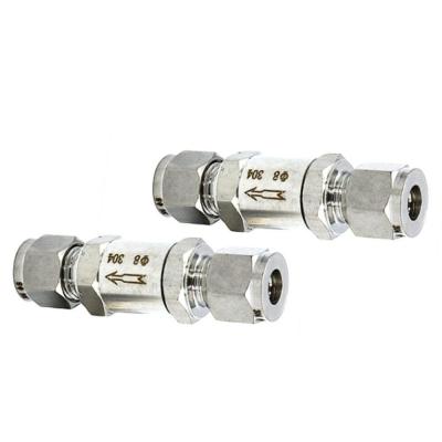 China 316L Stainless Steel Double Ferrule Check Valve High Pressure Instrument One Way Non Return Valve for Gas Liquid Pipeline for sale