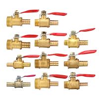 China Brass Ball Valve Male Thread to Hose Barb Quick Connect Water Oil Gas Manual Shut Off Ball Valve With Red Handle for sale