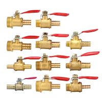 China Brass Ball Valve Male Thread to Hose Barb Quick Connect Water Oil Gas Manual Shut Off Ball Valve With Red Handle for sale