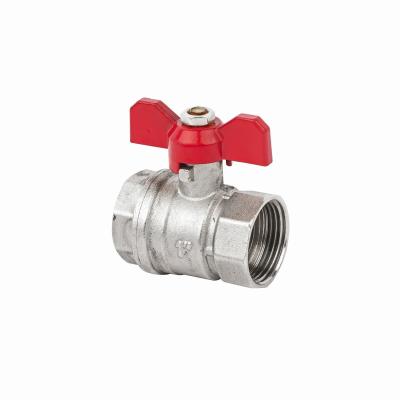 China Dn15-Dn25 Pressure 1.6Mpa Brass Union Ball Valve Male Female Thread Red Butterfly Handle Water Shut Off Valve for sale